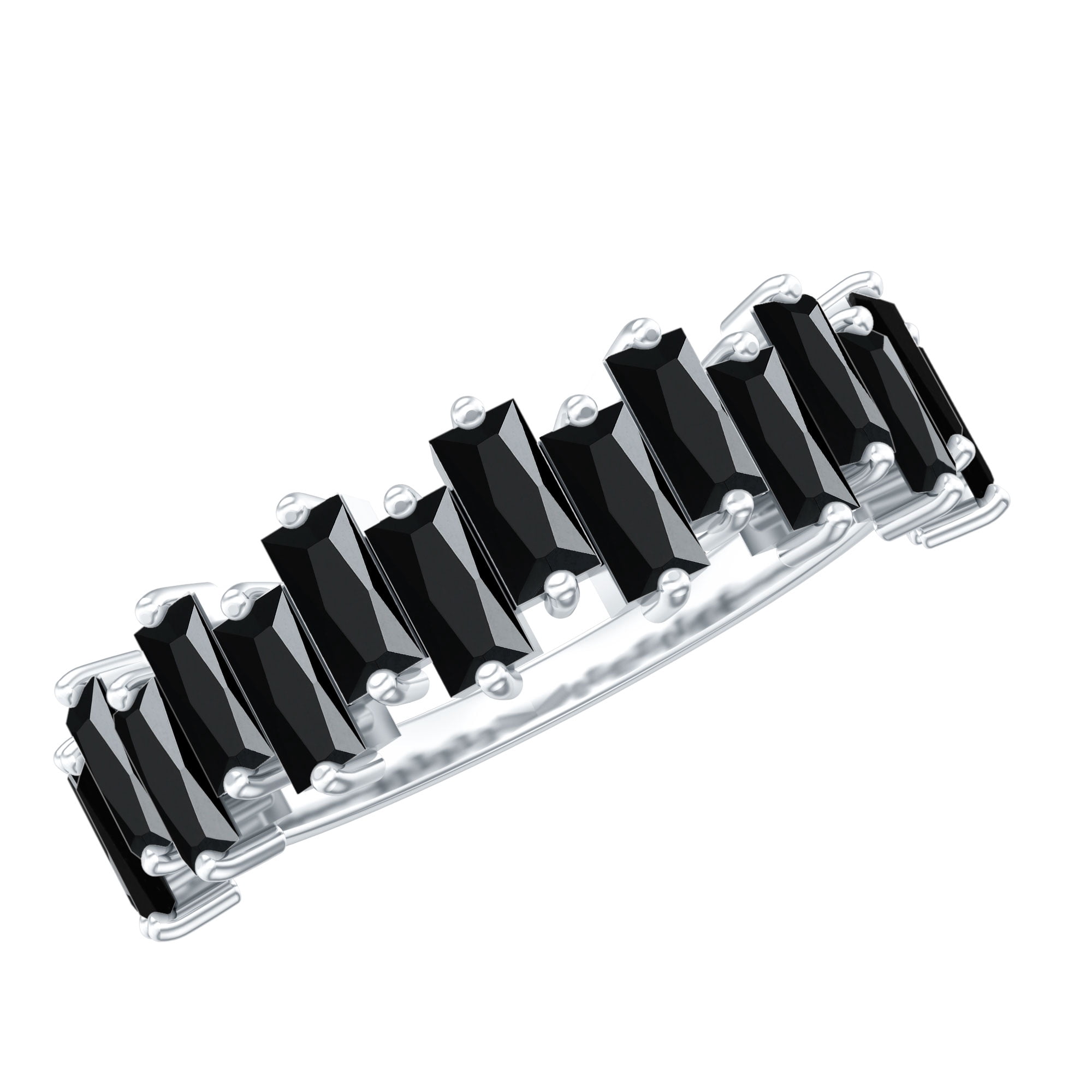 Baguette Black Onyx Semi Eternity Ring (3.25 CT, AAA Grade), 925 ...