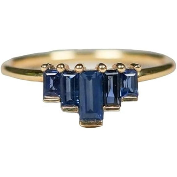 Baguette Blue Sapphire Ring, Natural Blue Sapphire Tiny Ring, September ...