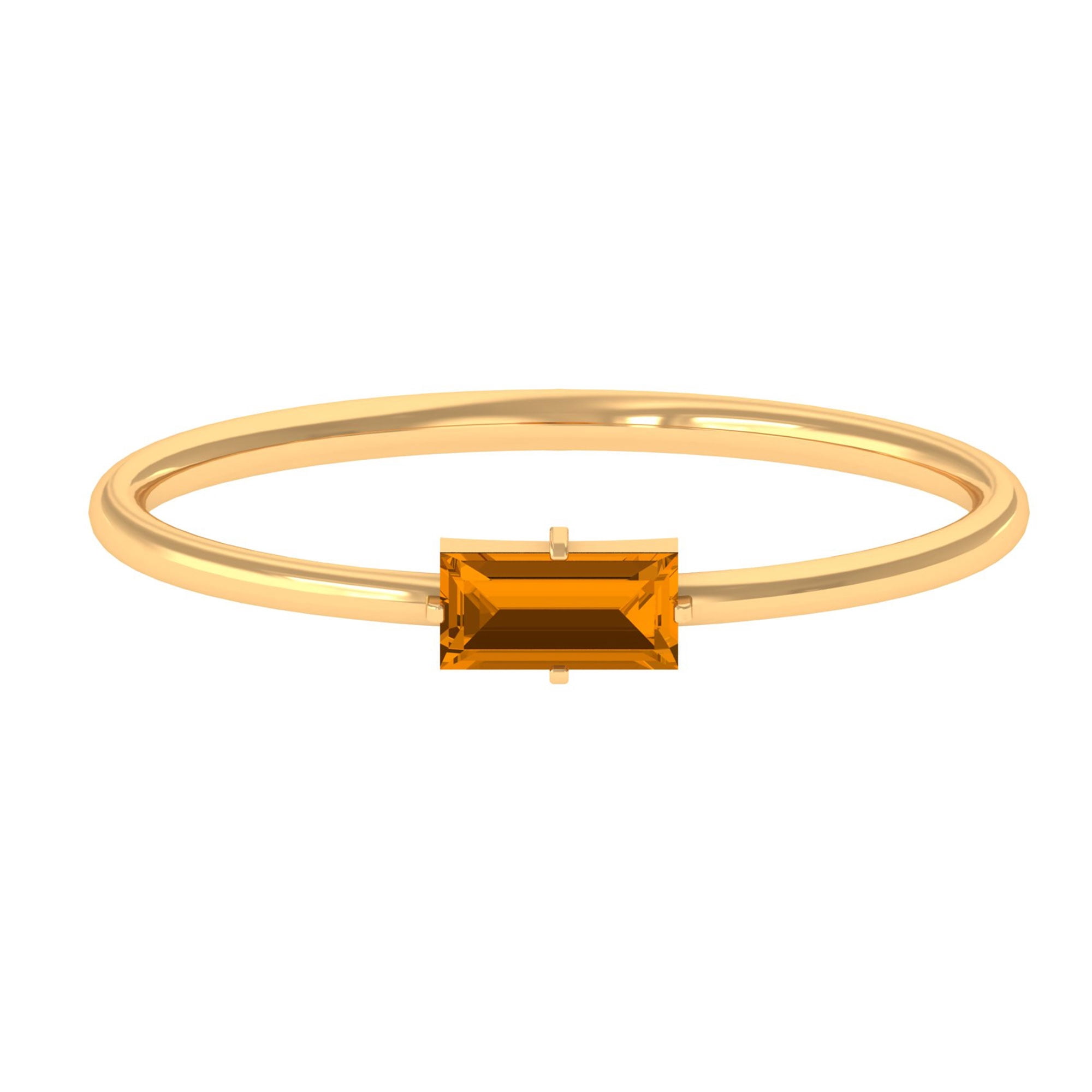 Baguette Citrine Promise Ring for Women, East West Style Ring - AAA ...