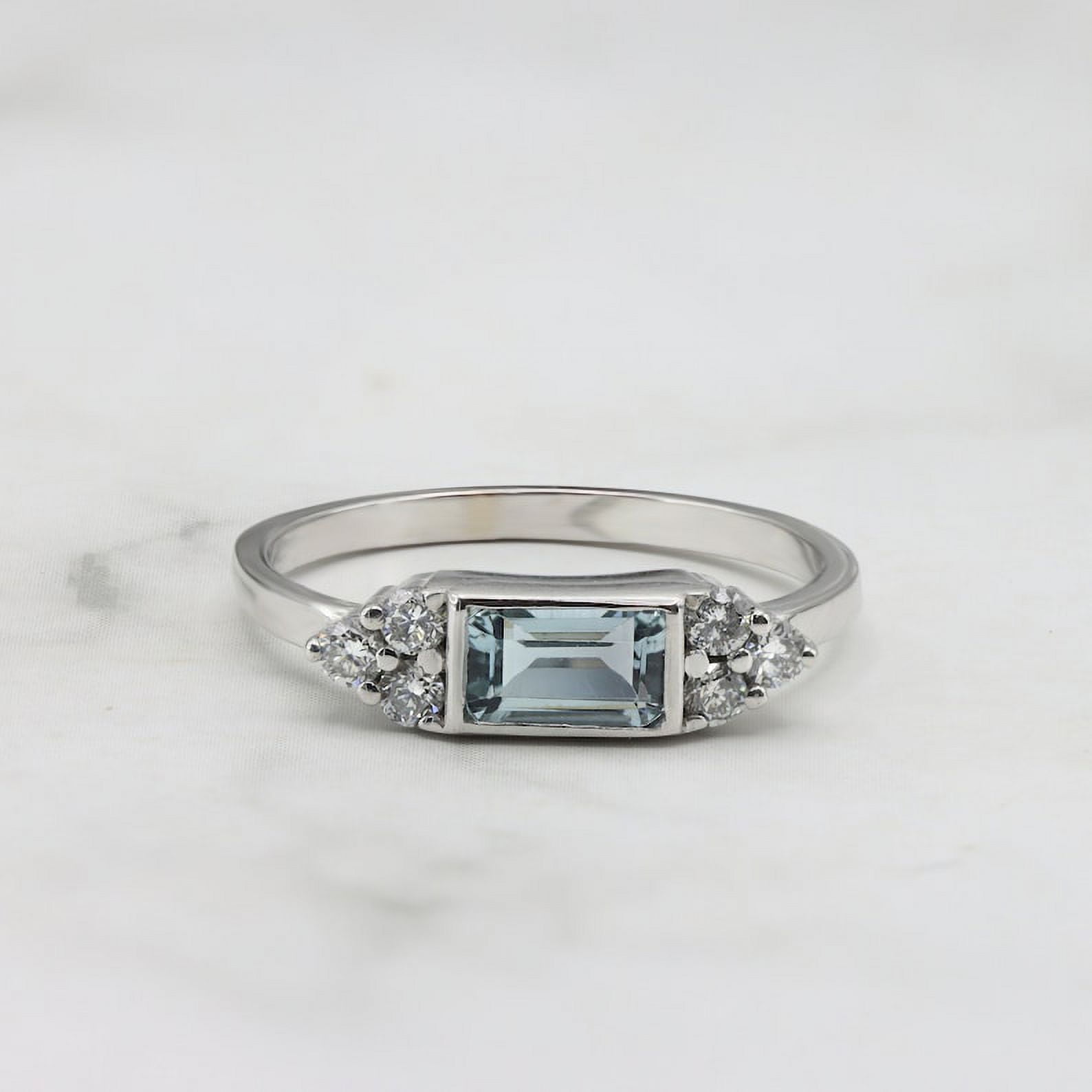 Ratan Gems Baguette Cut Aquamarine Engagement Ring, 925 Sterling Silver ...