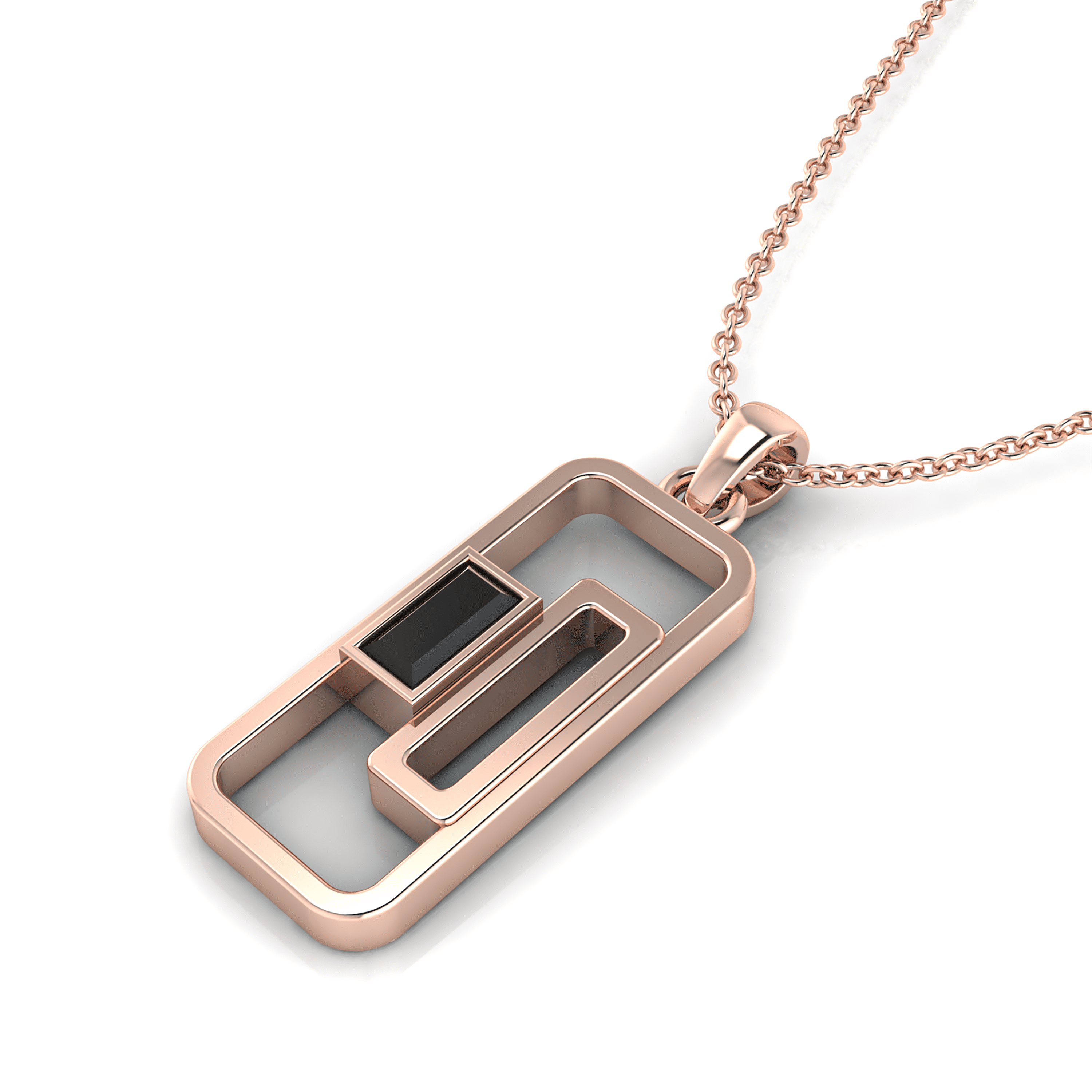 Baguette-Cut Black Diamond Rose Gold Plated Rectangle Pendant - Walmart.com