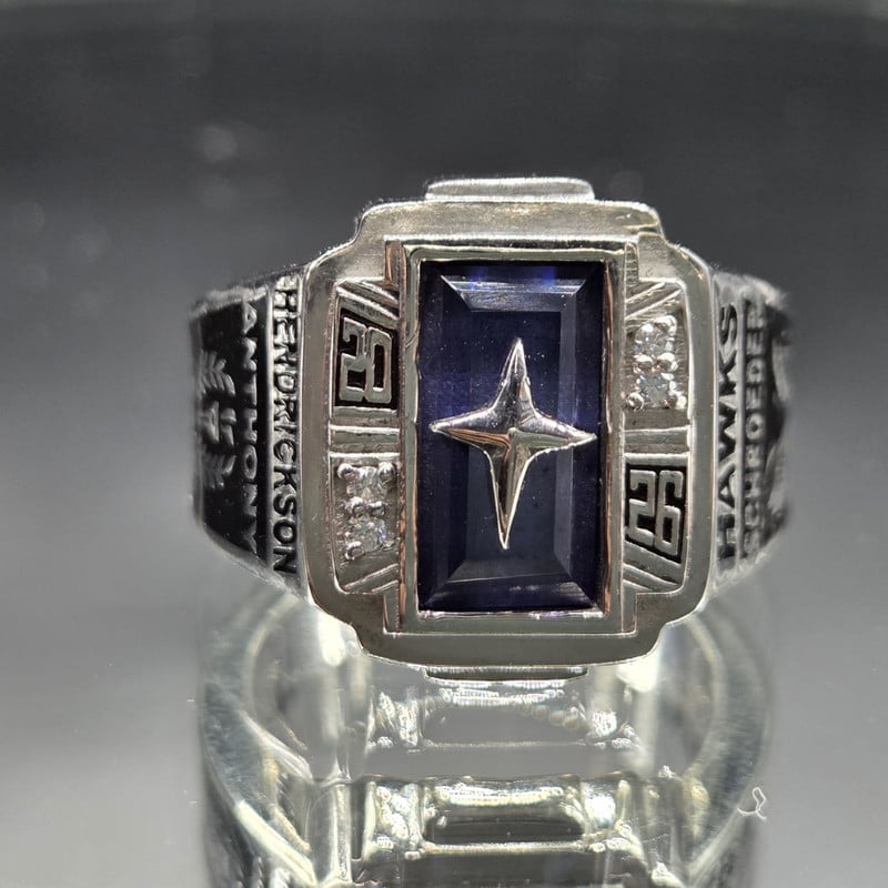 Baguette Cut Customized Birthstone High School Men’s Vintage-Style ...