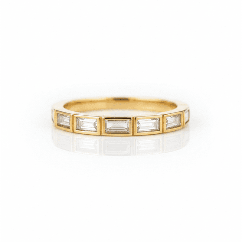 Baguette Cut Diamond Full Eternity Band Ring, Flush Ring, Stackable ...