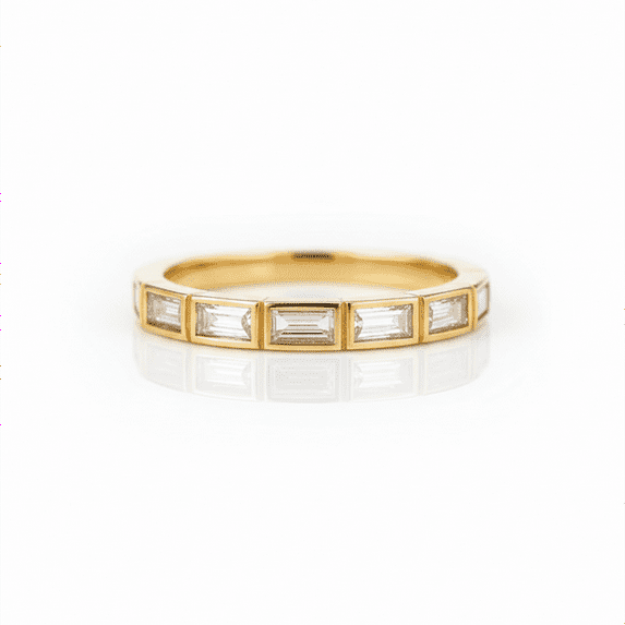 Baguette Cut Diamond Full Eternity Band Ring, Flush Ring, Stackable ...