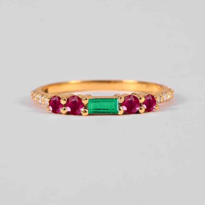 Baguette Cut Emerald Prong Set Stacking and Wedding Gift Ring, 925 Starling Silver Bridal ...