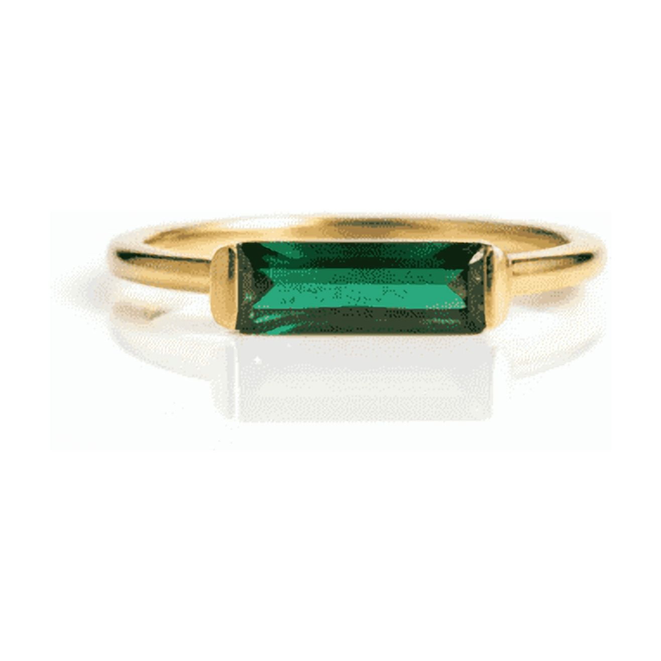 Baguette Cut Green Tourmaline Solitaire Stackable Ring, Vintage ...