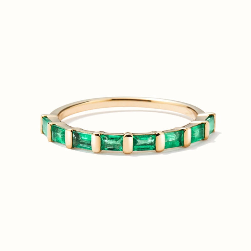 Baguette Cut Lab Created Emerald Half Eternity Wedding Band Ring for ...