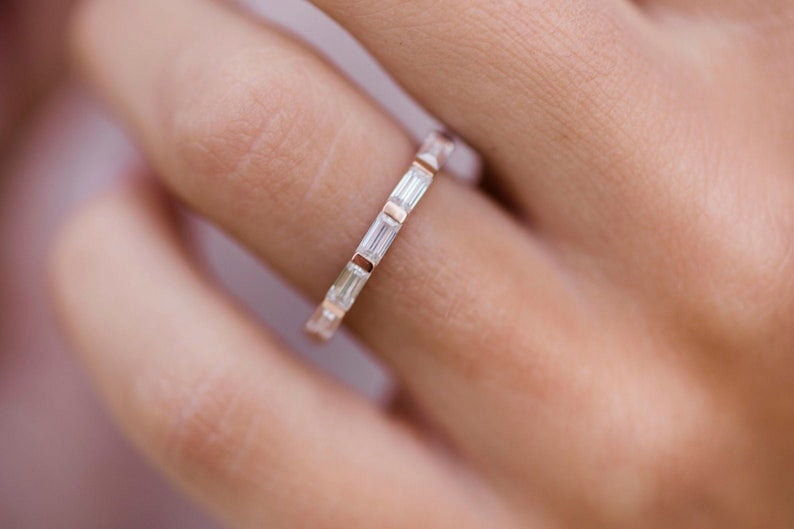 Baguette Cut Ring Full Eternity Moissanite Wedding Anniversary Band ...