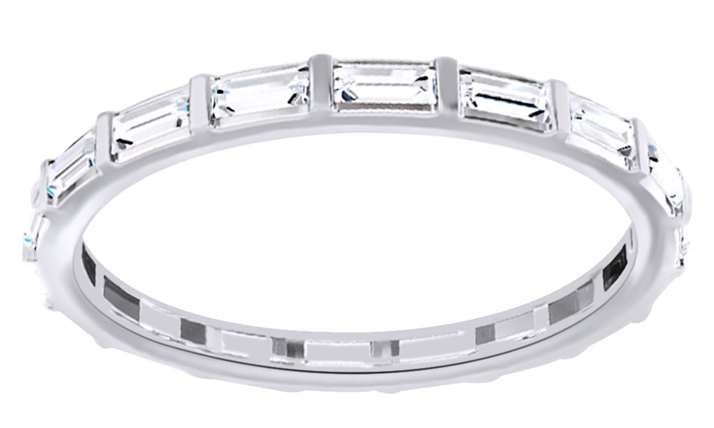 AFFY Baguette Cut White Natural Diamond Eternity Band Ring In 14K Solid ...