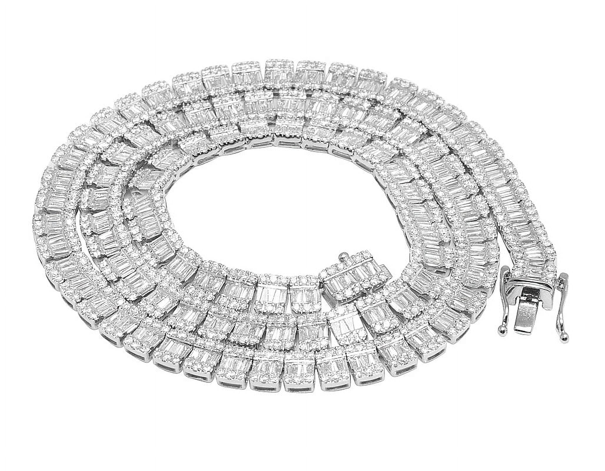 Baguette Diamond 11.8CT Tennis Chain 7MM 10K White Gold-18" - Walmart.com