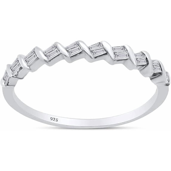 Baguette Diamond Band, Half Bezel Set Diamond Wedding Band, Tiny ...