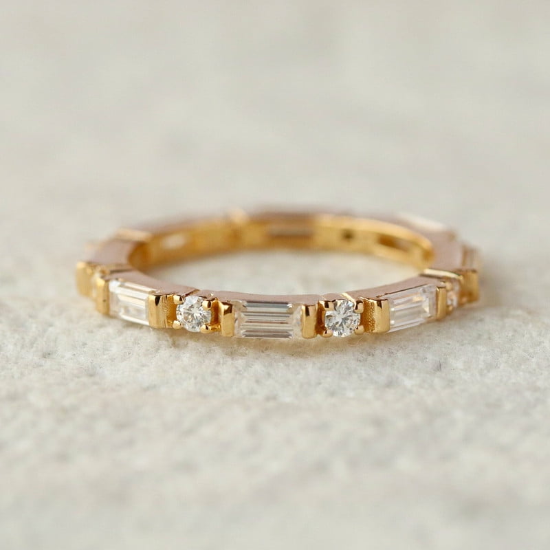 Baguette Diamond Full Eternity Band Ring In Solid 925 Starling Silver ...