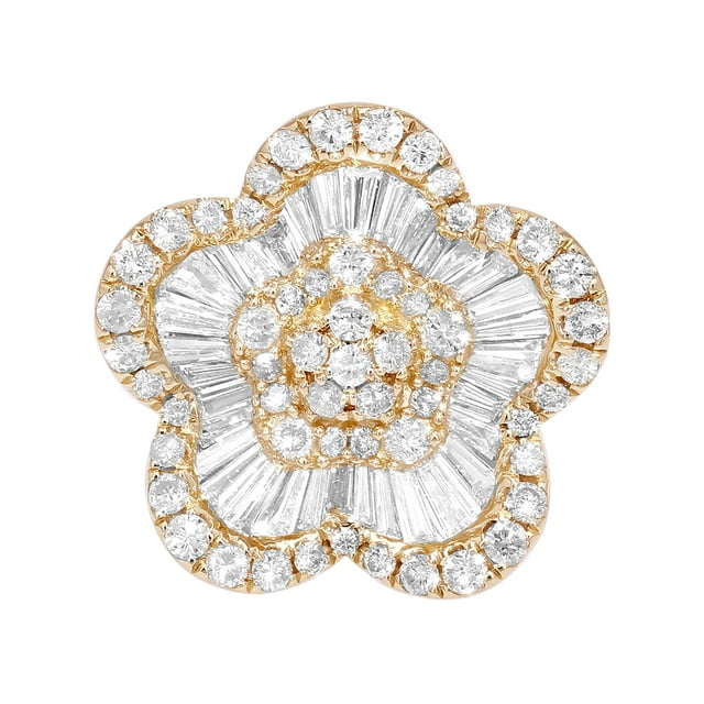 Baguette Flower Diamond Ring 2.5CT 14K Yellow Gold 20MM - Walmart.com