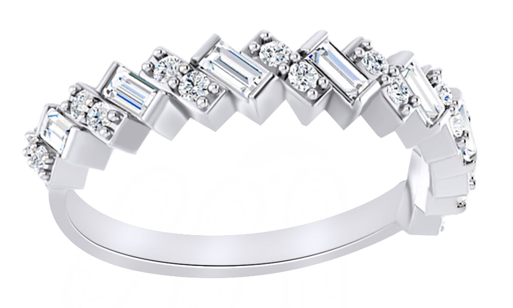 AFFY Baguette & Natural Diamond Anniversary Band Ring In 14K Solid ...