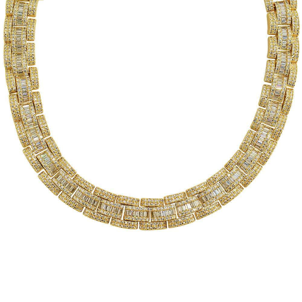 Baguette Oyster Bling Bling CZ Iced Out Chain - Walmart.com