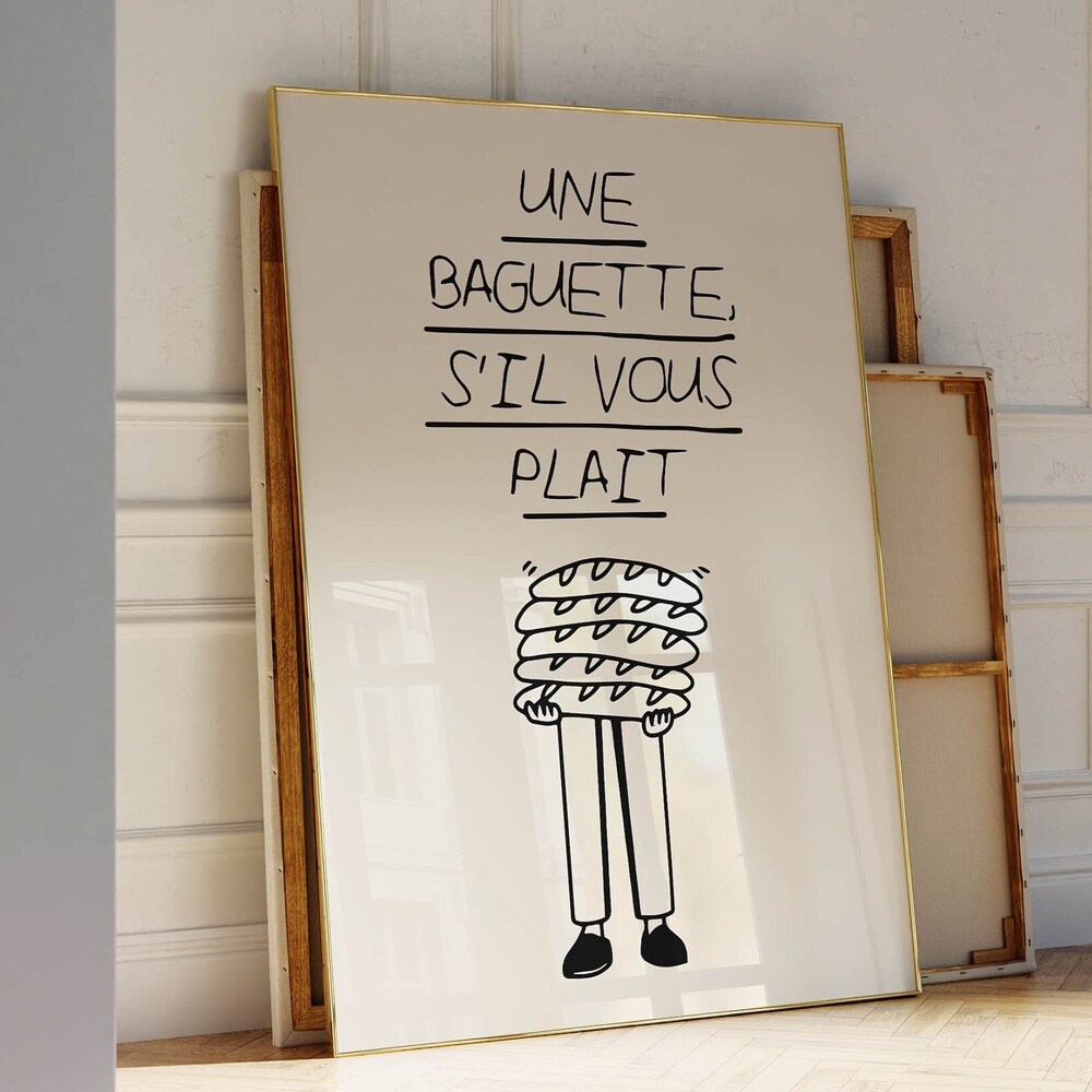 Baguette Poster Trendy Kitchen Decor Baguette Print French Wall Art ...