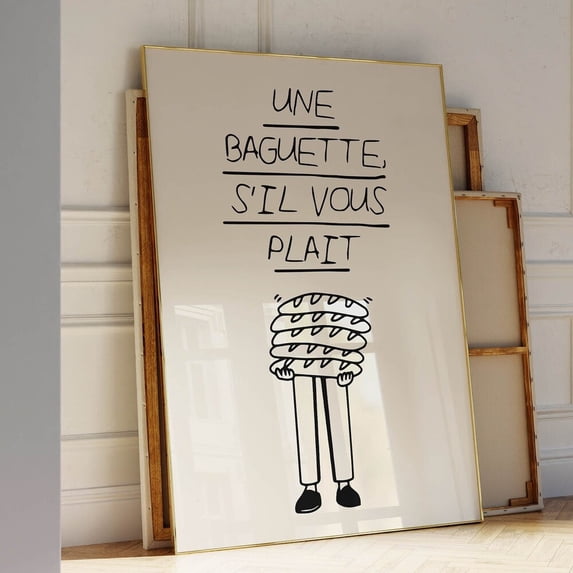 Baguette Poster Trendy Kitchen Decor Baguette Print French Wall Art ...