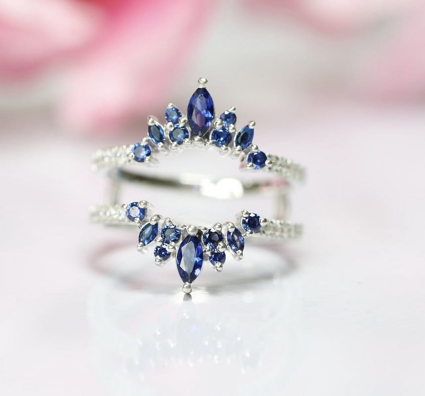 Baguette & Round Cut Diamond Ring Guard Enhancer- Engagement Ring Wrap ...