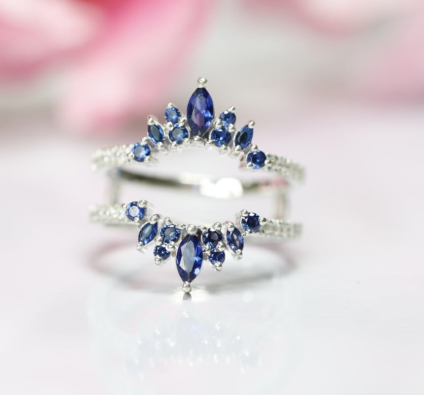 Baguette & Round Cut Diamond Ring Guard Enhancer- Engagement Ring Wrap ...