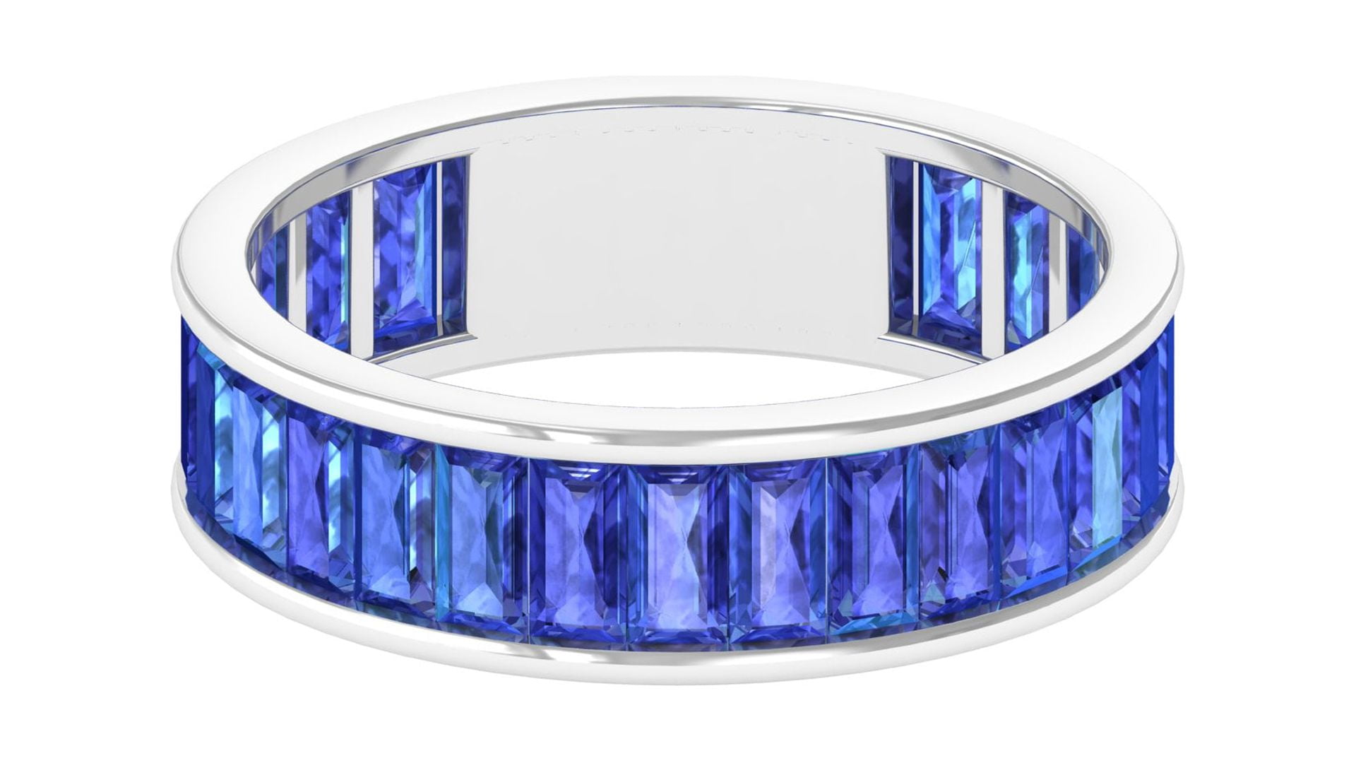 Baguette Shape Lab Grown Blue Sapphire Eternity Band Ring - AAAA ...