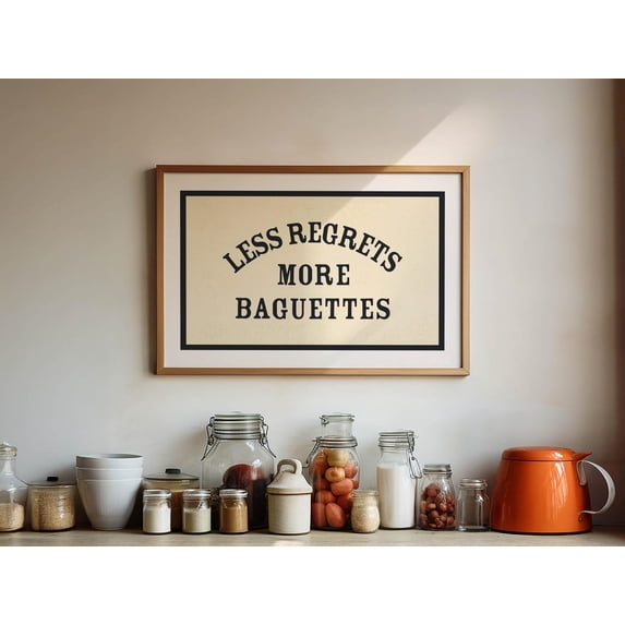 Baguettes Rustic Kitchen Quote Wall Art, Unframed Paper Print Size ...