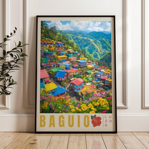 Baguio Philippines travel Print art print, Luzon mountain city wall art ...