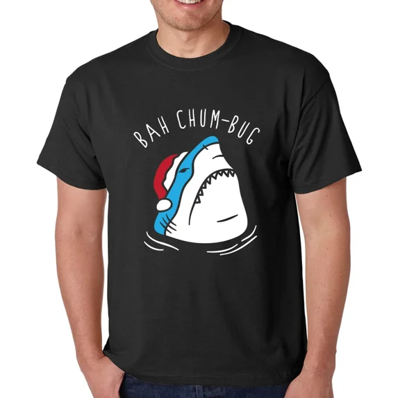 Bah Hum-Bug Christmas Scrooge Shark Funny Gift Present Men Unisex T ...