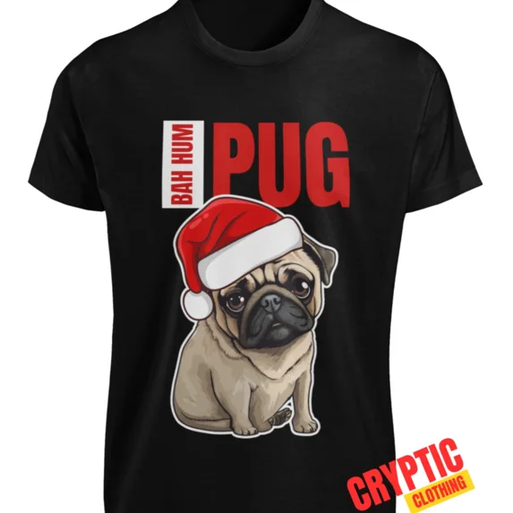 Bah Hum Pug T SHIRT S-3XL Funny Christmas Scrooge Puggy Xmas Party Cool ...