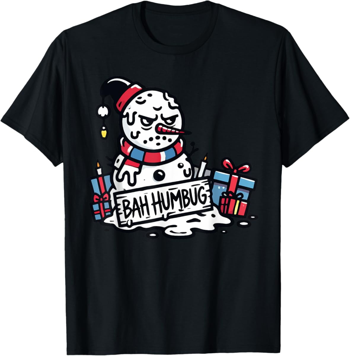 Bah Humbug Santa Hat Snowman for People Haters T-Shirt Tshirt All Size ...