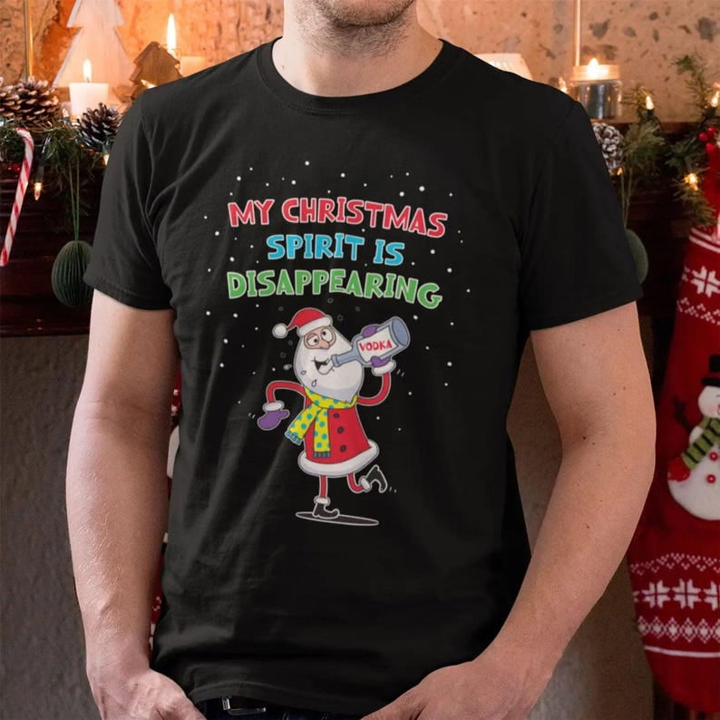 Bah Humbug Santa My Christmas Spirit Is Disappearing Men's Christmas T ...