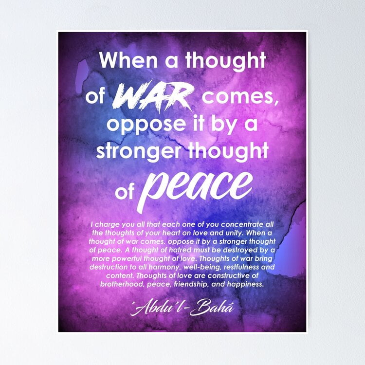 Baha'I Quotes On Art Boards - Stronger Thought Of Peace Poster ...
