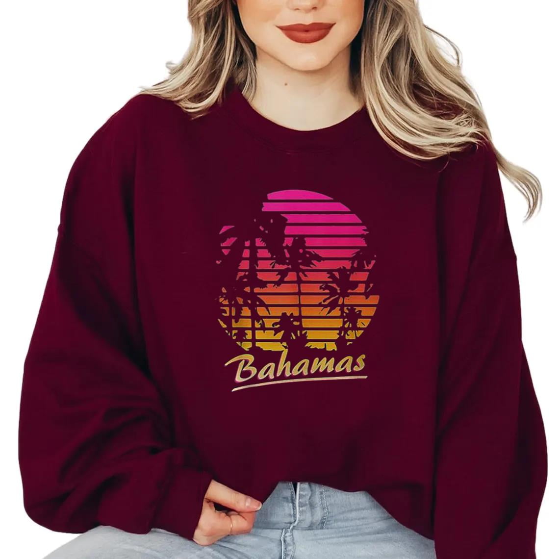 Bahamas Cool 80s Palm Trees Summer Sunset Retro Vacation Tropical Art SweatShirt Unisex, up to ...