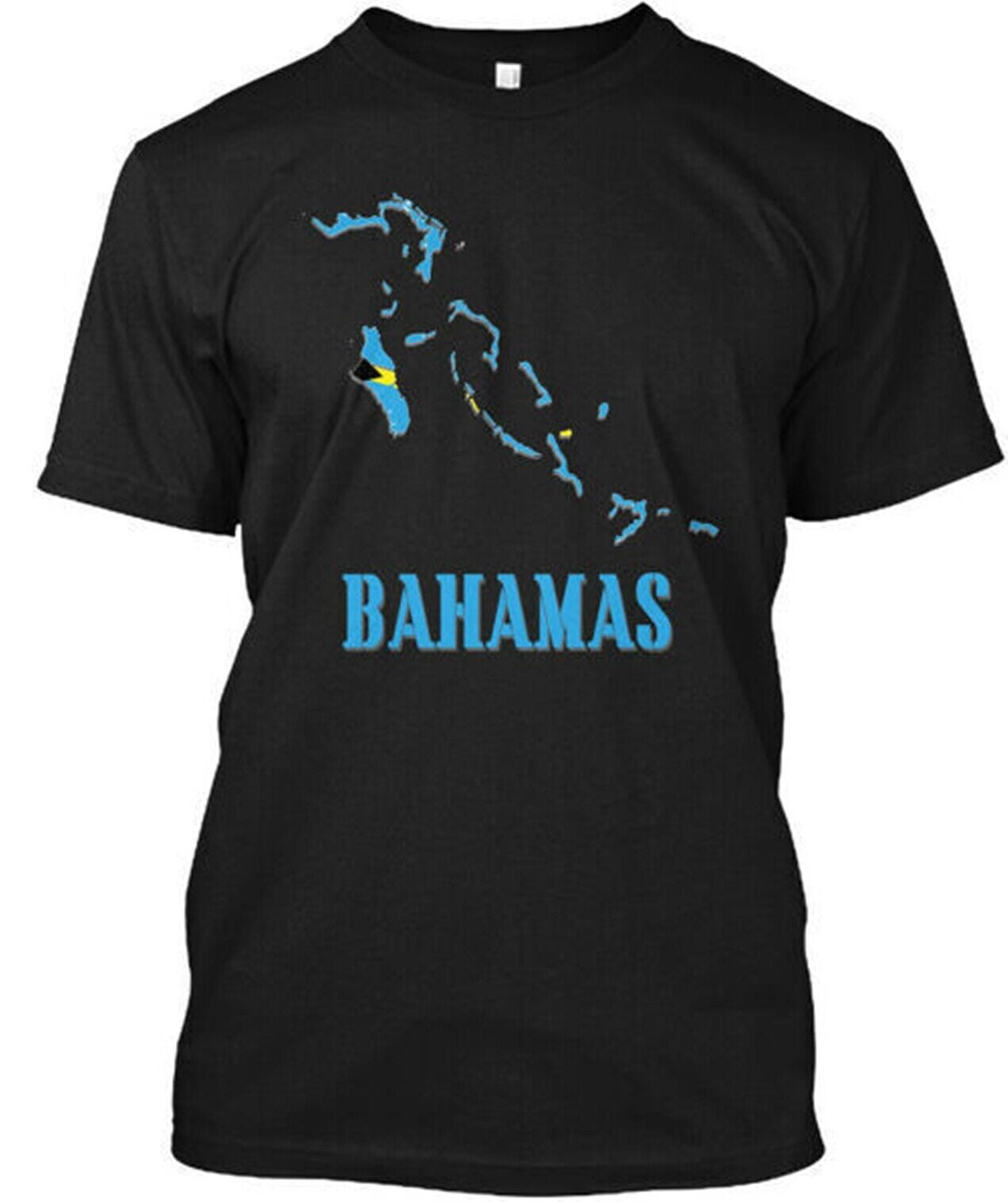 Bahamas Flag T-Shirt Made in the USA,Soft Black Cotton T-shirt, Size S ...