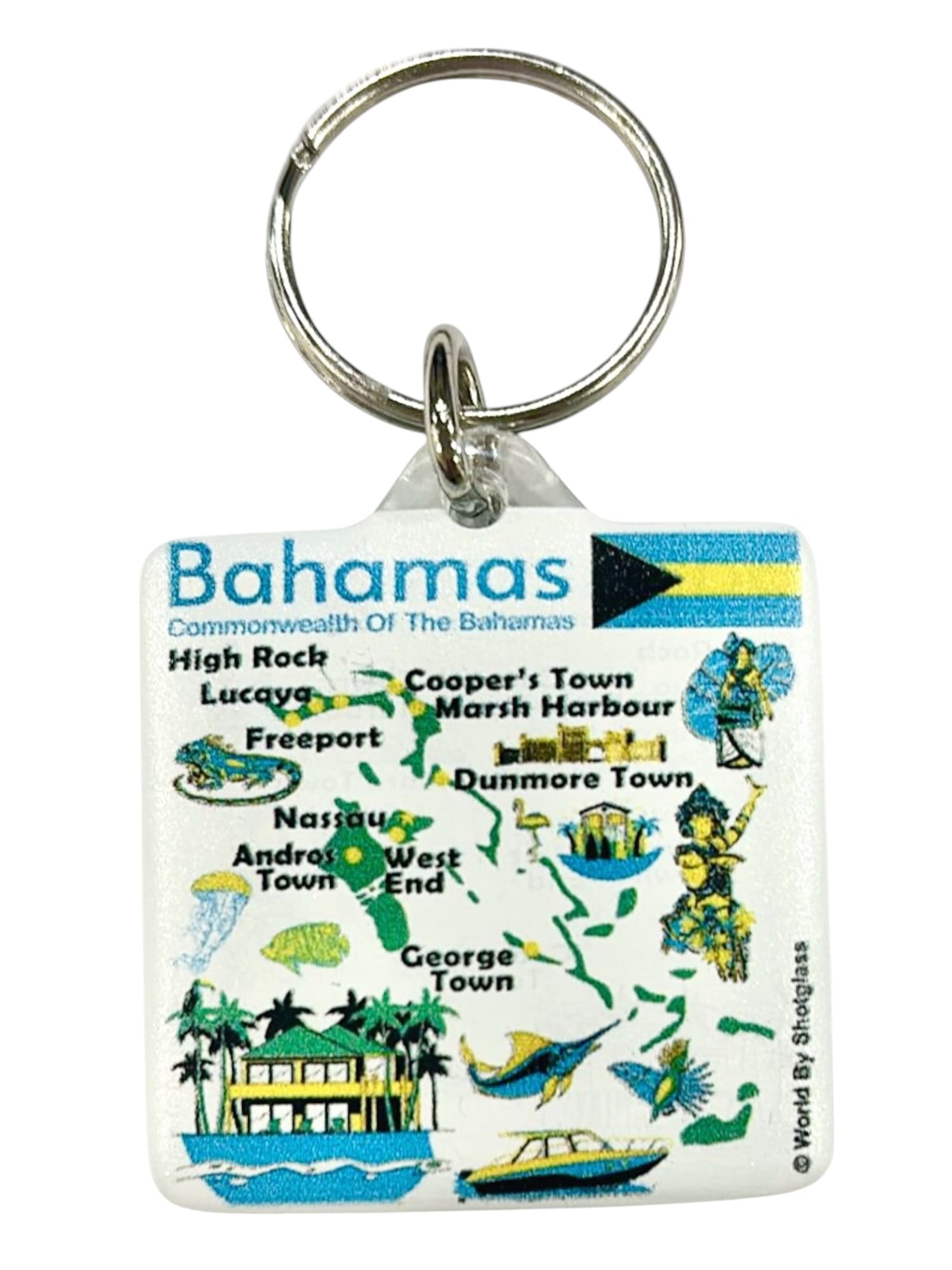 Bahamas Map Acrylic Square Souvenir Keychain 1.5" X 1.5" - Walmart.com
