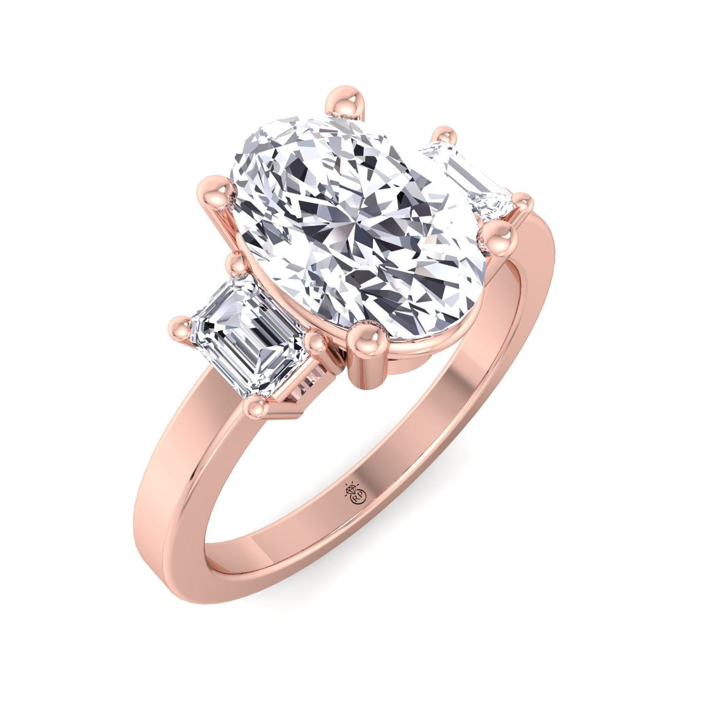 Bahamas - Moissanite Oval Cut Lab Diamond Engagement Ring with Emerald ...