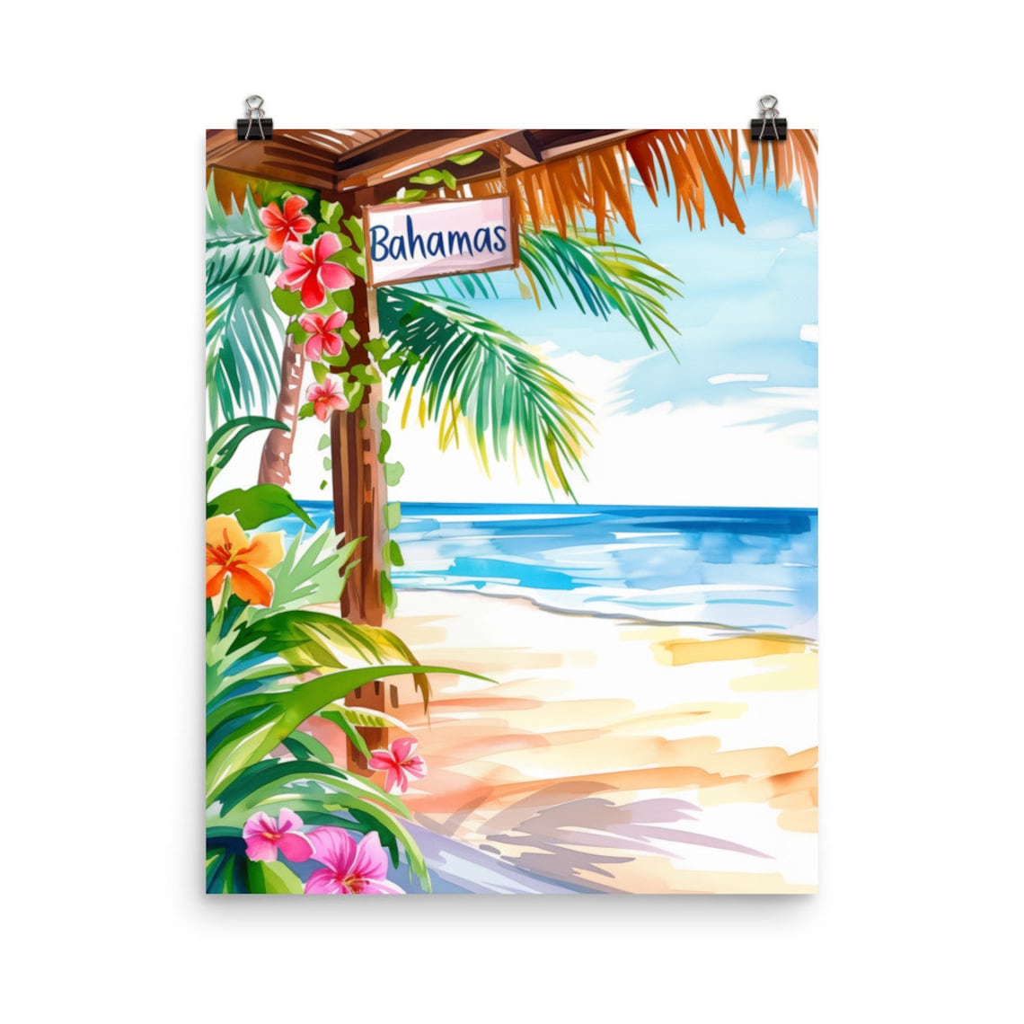 Bahamas Print, Tropical Beach Caribbean Art, Coastal Island Paradise ...