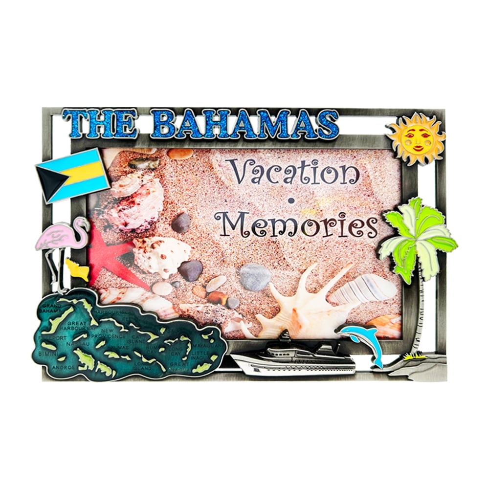 Bahamas Souvenir Picture Frame 4x6 Pewter Flag Photo Frames Vacation ...