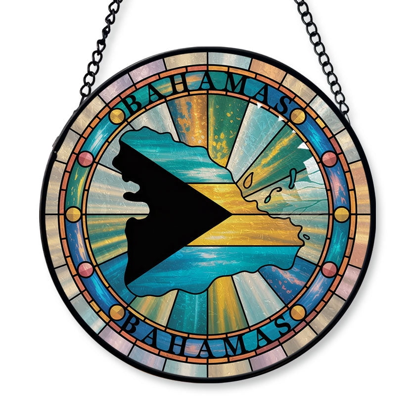 Bahamas Travel Decor Suncatcher Stained Glass Window Hanging, Gift for ...