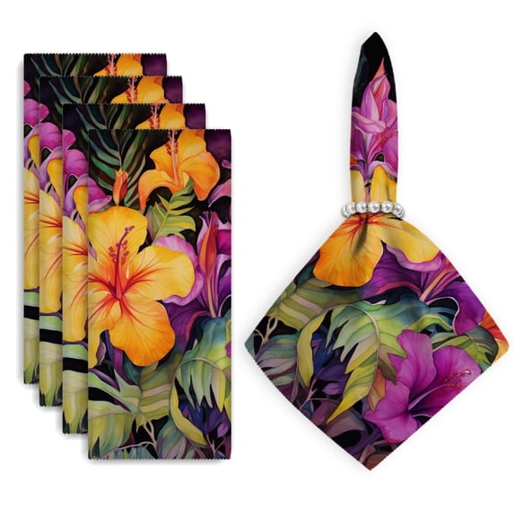 Bahomeck Cloth Napkins Set Of 4 Array Of Exotic Flowers Including ...