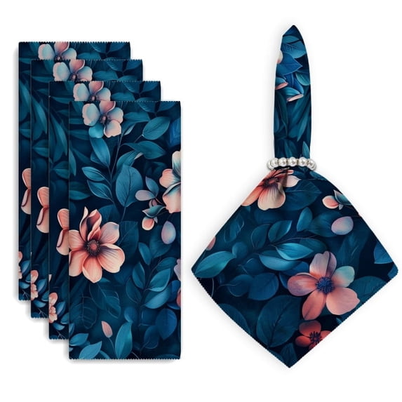 Bahomeck Cloth Napkins Set Of 4 Beautiful Floral Pattern With Flowers ...