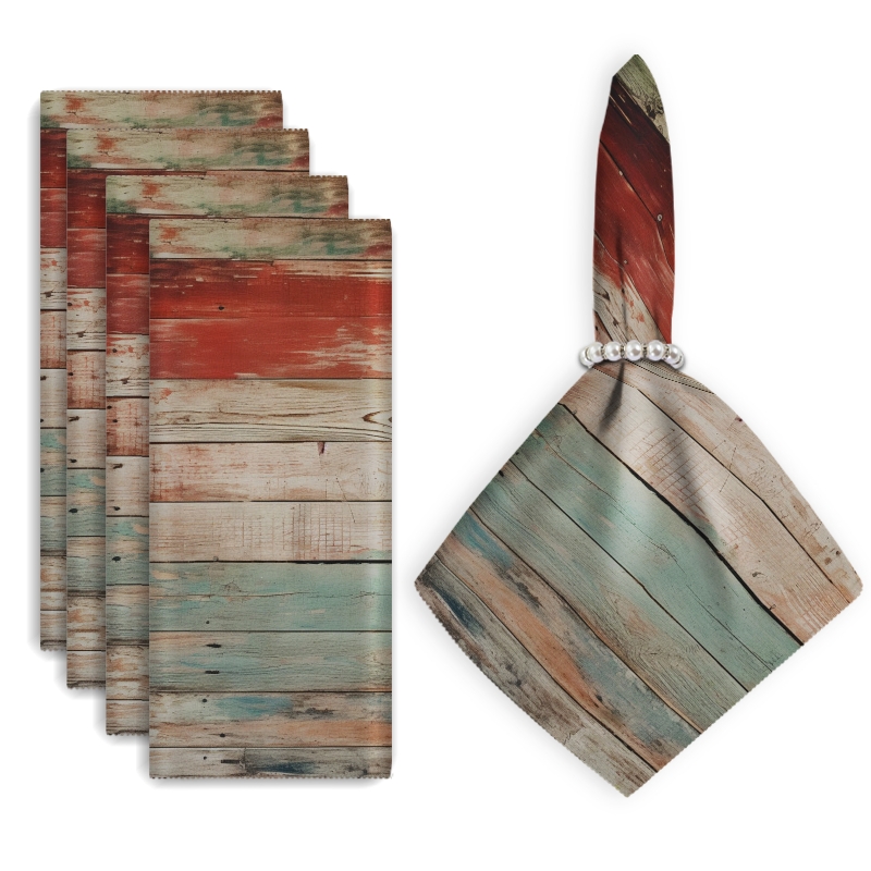 Bahomeck Cloth Napkins Set Of 4 Colorful Rustic Wooden With Distressed ...