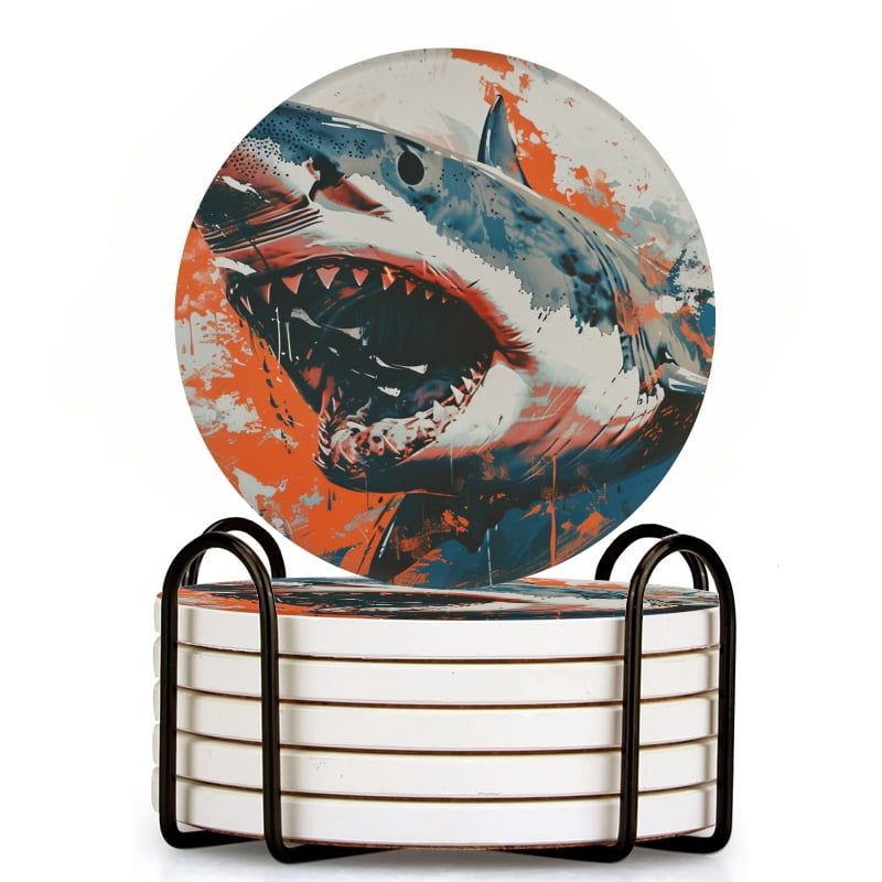 Bahomeck Drink Coasters Set Of 6 With Holder Abstract Painting Of Great ...
