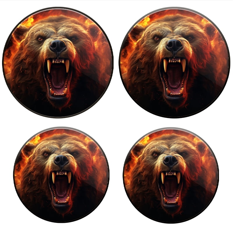Bahomeck Electric Stove Burner Covers Set Of 4,Angry Bear Head With ...