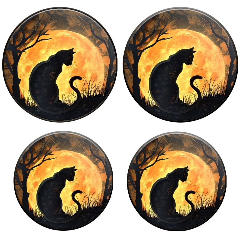 Bahomeck Electric Stove Burner Covers Set Of 4,Black Cat Silhouette ...