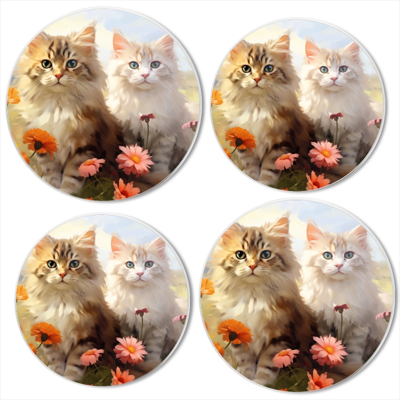 Bahomeck Electric Stove Burner Covers Set Of 4,Fluffy Cats Sitting In ...