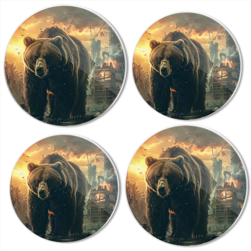Bahomeck Electric Stove Burner Covers Set Of 4,Grizzly Bear Standing In ...
