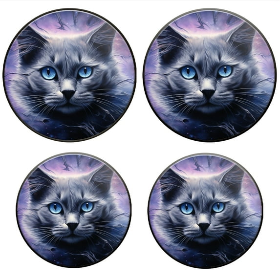 Bahomeck Electric Stove Burner Covers Set Of 4,Majestic Cat With Blue ...