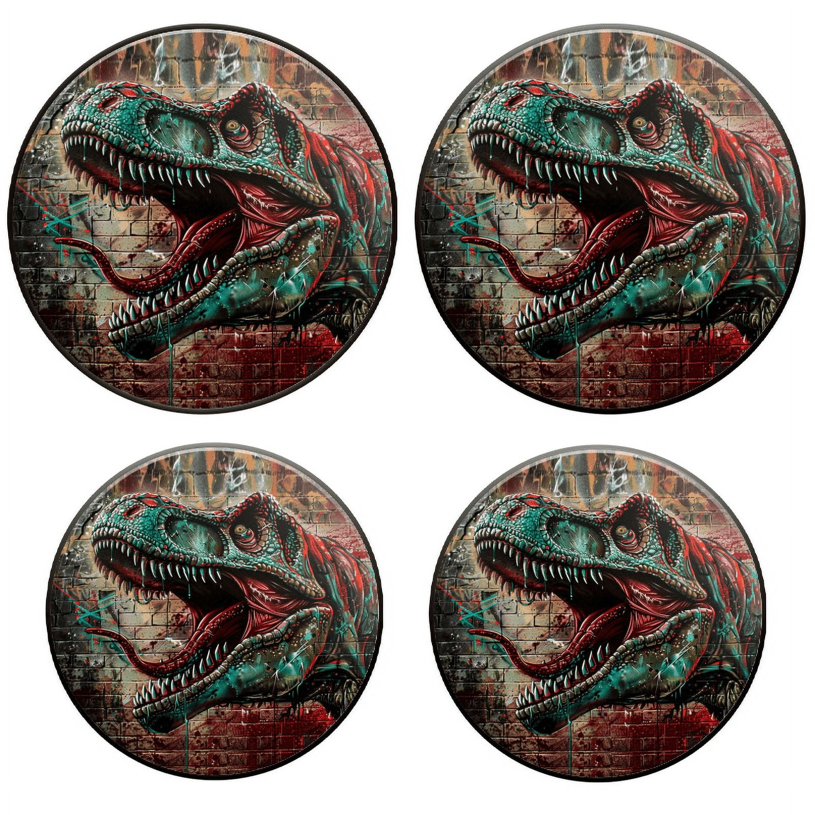 Bahomeck Electric Stove Burner Covers Set Of 4,Angry T-Rex On The Side ...
