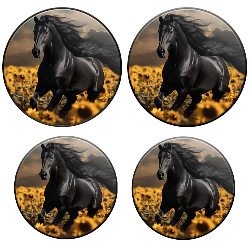 Bahomeck Electric Stove Burner Covers Set Of 4,Black Horse With Flowing ...