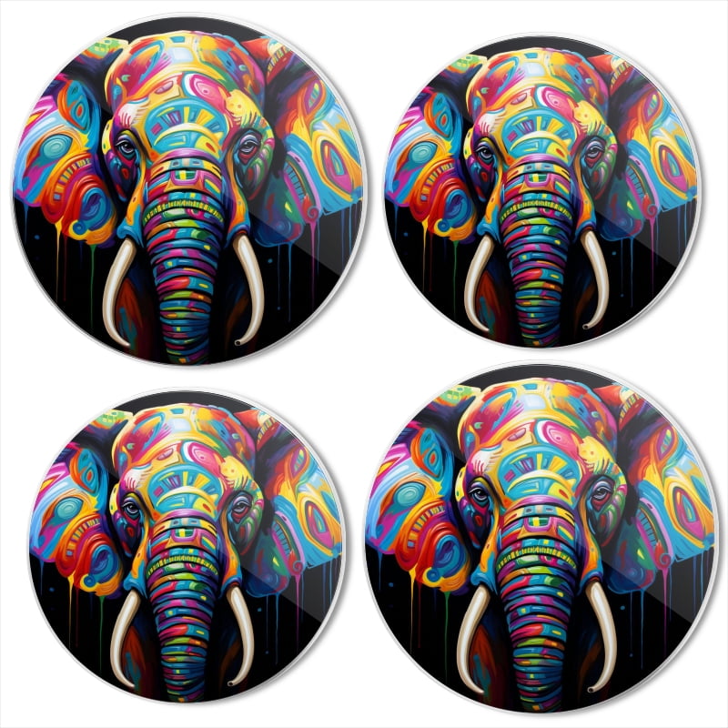 Bahomeck Electric Stove Burner Covers Set Of 4,Colorful Elephant With ...